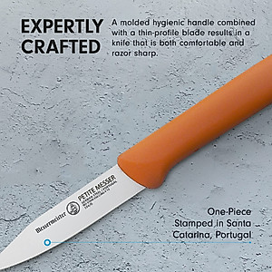 Messermeister Petite Messer 3” Spear Point Parer with Matching Sheath, Orange - German 1.4116 Stainless Steel & Ergonomic Handle - Lightweight, Rust Resistant & Easy to Maintain