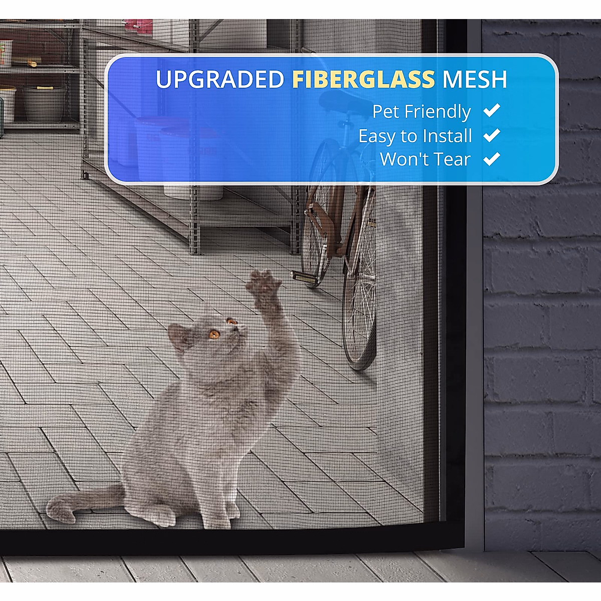 Garage Door Screen For 1 Car 10x8FT, Magnetic Screen Garage with Retractable Fiberglass Mesh and Heavy Duty Weighted Bottom, Easy Assembly & Pass, Hands Free Screen Door w/ 40 Magnets for Garage/Patio