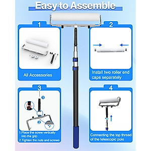 SKGPOLE 3FT Telescopic Paint Roller Pole, Multi-Function Paint Roller Kit with Lightweight Sturdy Aluminum 1-3FT Telescopic Extension Pole, House Paint Roller Brush for Walls, Ceiling, Decks, Doors