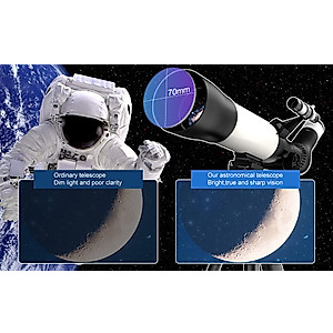 Telescopes for Adults Astronomy, Telescope for Kids, 70mm Aperture 500mm Focal Length Astronomical Refractor Telescope, Telescopes for Astronomy Beginners Adults with Phone Adapter & Finder Scope