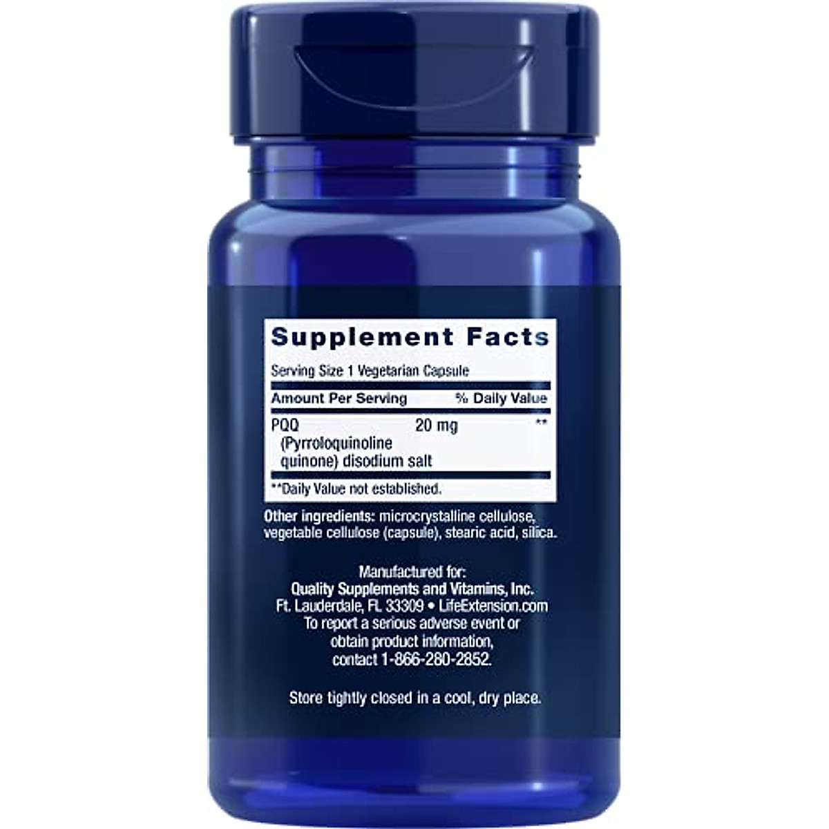 Life Extension PQQ (Pyrroloquinoline Quinone) 20mg Promotes The Growth of New Cellular Mitochondria - Gluten-Free, Once-Daily, Non-GMO, Vegetarian - 30 Vegetarian Capsules