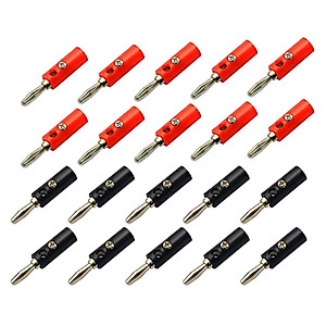 CenryKay Banana Plugs Speaker, 10 Sets (10Red + 10 Black) 4mm Audio Speaker Wire Cable Connector Cable Plugs