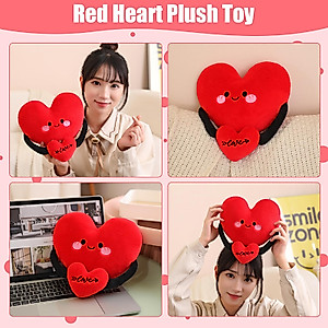 Finebee Red Heart Plush Toy Cute Heart Stuffed Animal Soft Pillow Plushies Kawaii Heart Shape Plushie Valentine's Day Gifts Birthday for Kids Lover Decor 8 inch