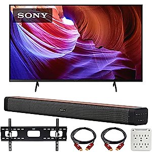 Sony KD43X85K 43" X85K 4K HDR LED TV with Smart Google TV (2022 Model) Bundle with Deco Home 60W 2.0 Channel Soundbar, 37"-100" TV Wall Mount Bracket Bundle and 6-Outlet Surge Adapter