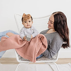 Natemia Knitted Baby Receiving Blanket, Ultra Soft Organic Cotton 30”x 40” Stroller and Nap Time Toddler Blanket
