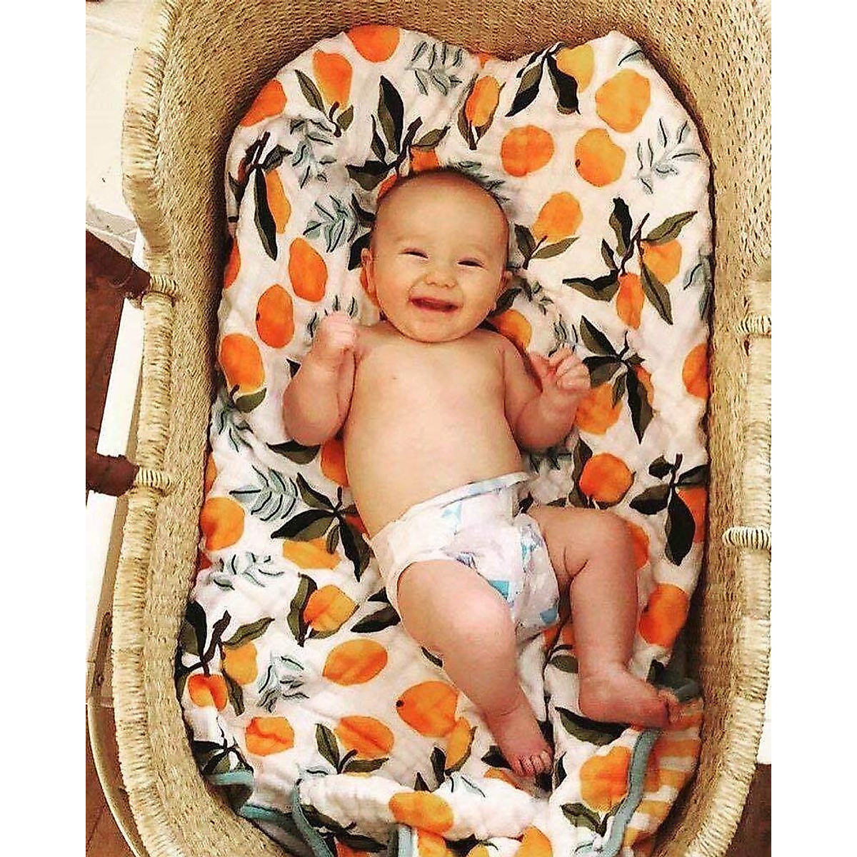 Baby Muslin Swaddle Blankets Soft Neutral Cotton Blend Receiving Blanket Bathing Towel Boy Girl Unisex Toddler Infant Newborn 47 X 47 Inches (Orange)