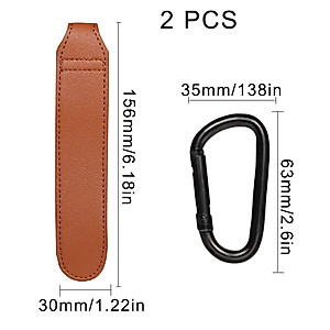 SAVITA 2pcs Baby Bag with Stroller Hooks, Leather Stroller Organizer Pram Buggy Hook Clip for Hanging Shopping, Dressing and Diaper Bags