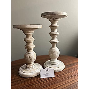 Hosley White Wood Pillar Candle Holder 9 Inch High Ideal Gift for Weddings Special Occasion Spa Aromatherapy Settings Candle Gardens. W1