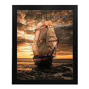 Blackbeards Pearl Pirate Ship Home Decor - Wall Art Print Great Mens Gift- Home Decor- Office Decor. Great for Man Cave- Rec Room-Study. Beautiful Clipper Ship & Sailing Art. Unframed - 8 x10