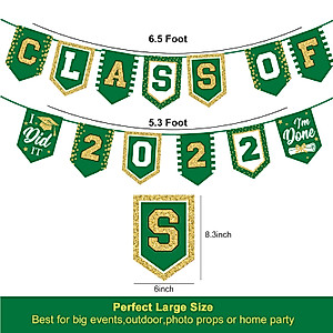 Graduation Party Decoration Set Congrats Grad Banner Class of 2022 Sign Party Supplies Centerpieces Decorations for High School Party (Green 2022)