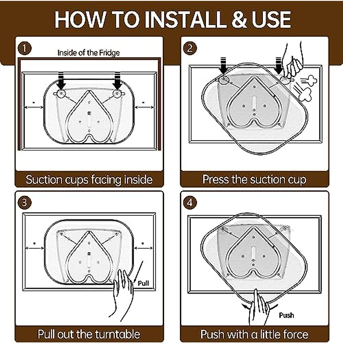 Square Lazy Susan for Refrigerator, Lazy Susan Turntable Organizer for Refrigerator, Countertop Condiment Storage Rack, Household Rotating Storage Rack for Kitchen. (13.8 X 10.2 in)