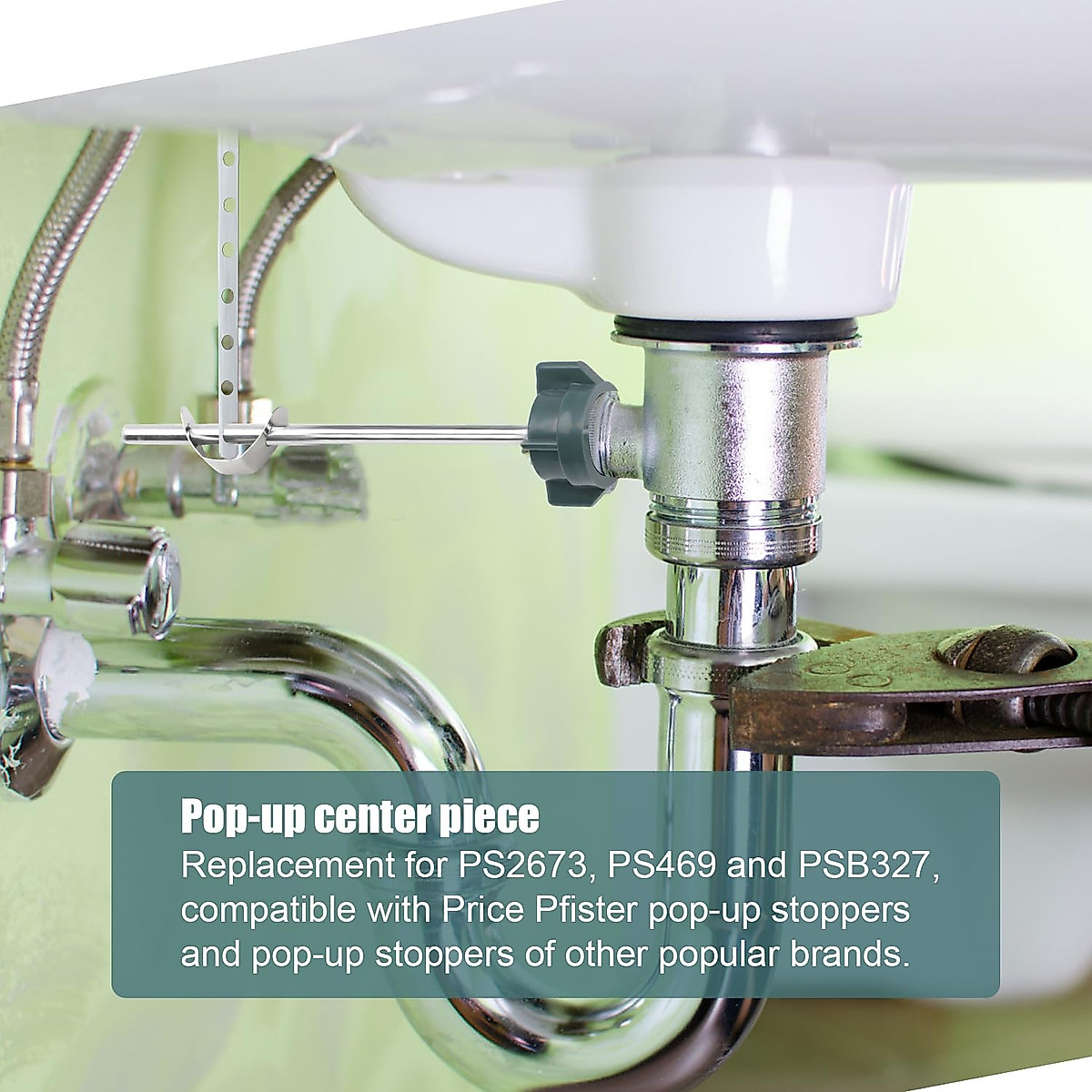 Lavatory Pop Up Center Piece Assembly, Bathroom Sink Drain Stopper Ball Pivot Rod Replacement Compatible with Price Pfister Pop up Stopper & Other Hot Brands Replacement for PS2673