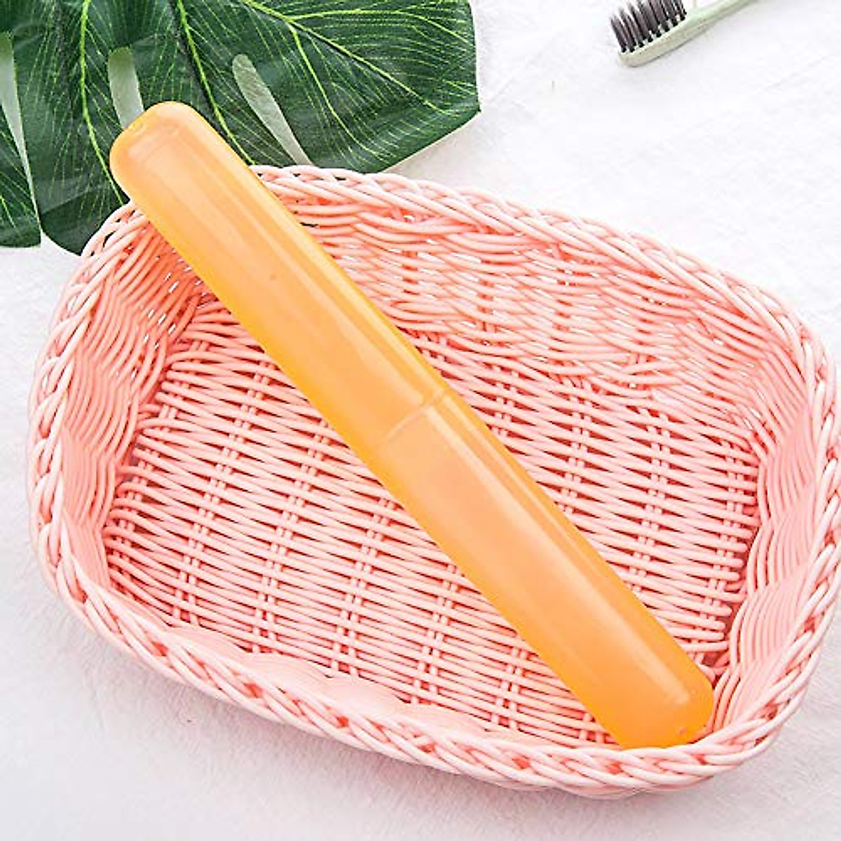 Mggsndi Portable Dustproof Toothbrush Holder Case Plastic Storage Box Bathroom Accessories Holder Set for Family and Business Travel and Daily Use at School and Outdoor Pink