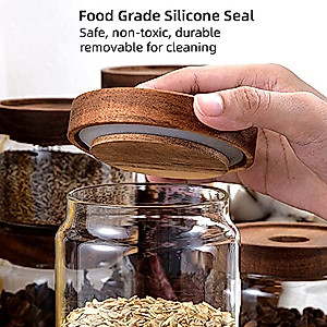 UKYLIN Glass Jar with Wood Lid, Airtight Glass Food Jar Canister, Clear Kitchen Food Storage Containers for Flour, Sugar, Coffee Beans, Candy, Snack, Cookie and More (1000ml 35 FL OZ)