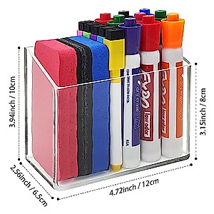 Magnetic Glass Whiteboard Marker Holder, Magnetic Pen Holder, Magnetic Dry Erase Marker Holder, Whiteboard Marker Holder Magnetic Marker Holder for Fridge, Whiteboard, Office, Home, 1 Pack,Transparent