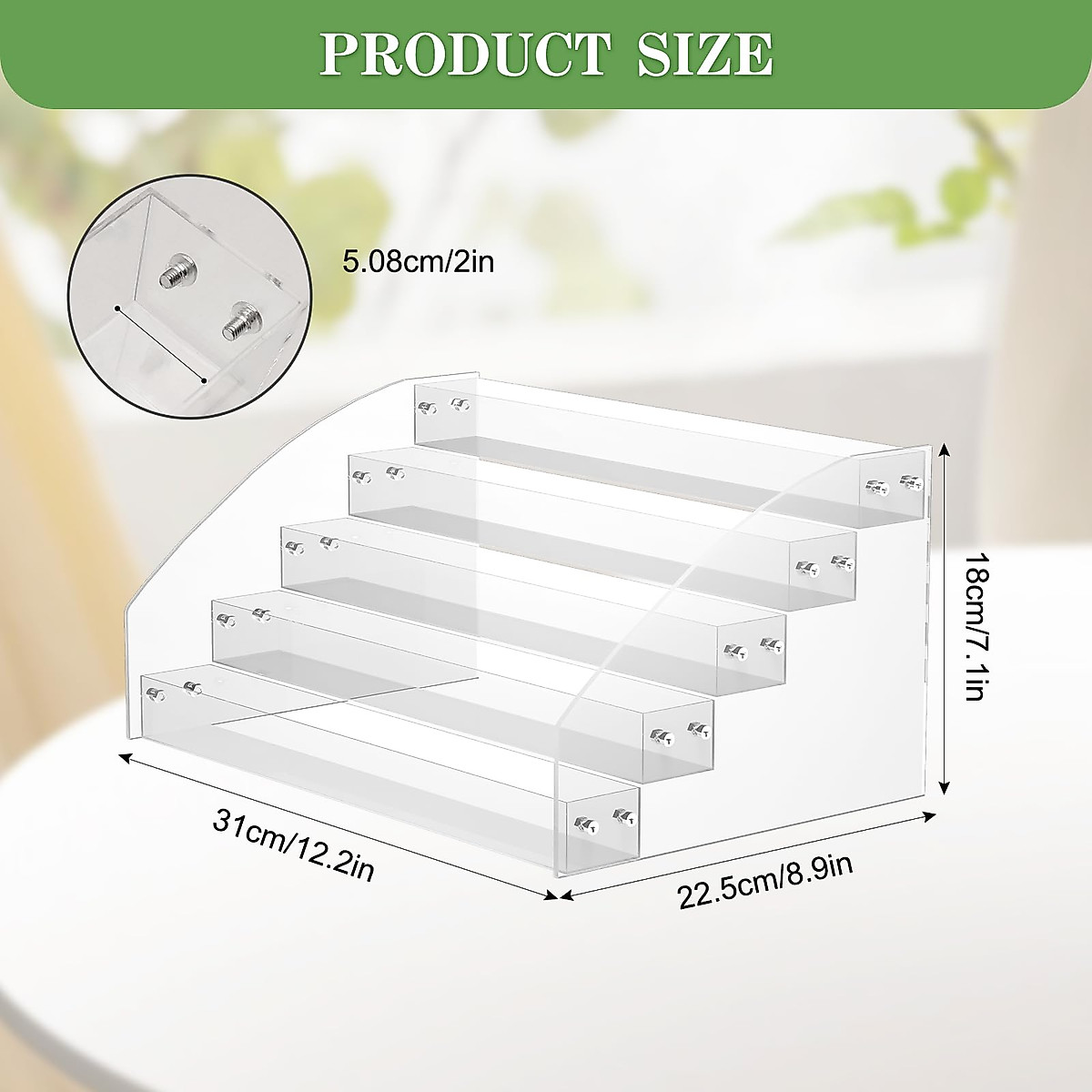 yuuzue 5 Tier Greeting Card Display Rack, Clear Acrylic Sticker Display Stand for Vendors Retail Display Photo Stand for Counter Tabletop Display Supplies