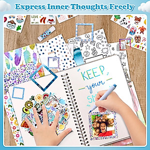 Kidsord DIY Journal Set for Teen Girl Gifts, 100PCS+ Personalized Diary Stuff Birthday Gift Ideas, Kids Scrapbook Kit, Girls Gifts Age 8 9 10 11 12 13 Years Old and Up (Sea Waves Set)