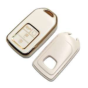 KOLALIR Key Fob Cover with Keychain Soft TPU 360° Degree Full Protection Compatible with Honda Accord Civic CRV HRV CRZ Pilot Ridgeline Odyssey Passport Fit Crosstour.(Model A-4 Buttons, White)