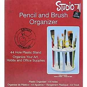 Studio 71 Pencil and Brush Stand, White Plastic, Round