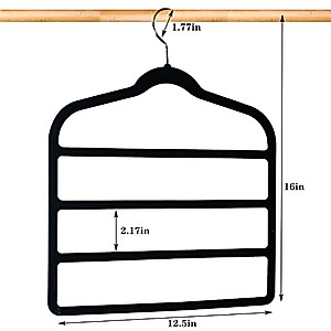 Velvet Pants Hangers Space Saving Hangers Closet Organizer for Jeans Slack Trousers Scarf Tie Pants Rack Leggings Hanger Non-Slip Hangers Multiple Clothes Holder  (Black, 5)