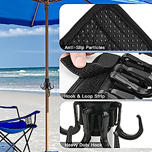Xxerciz Beach Umbrella Hanging Hook, Anti Slip Backyard Umbrella Hanging Hook with 4 Hooks for Towels, Camera, Sunglasses, Hats, Clothes and Bags, Easy to Install for Beach, Camping Trips