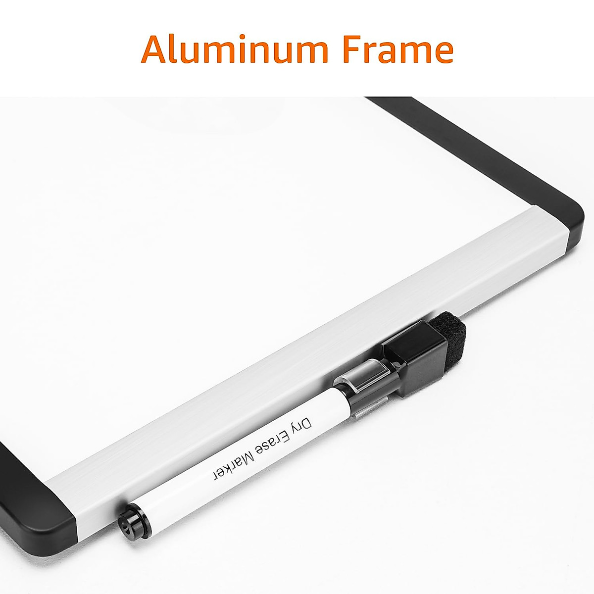 Amazon Basics Small Dry Erase Whiteboard, Magnetic White Board with Marker and Magnets - 8.5" x 11", Plastic/Aluminum Frame