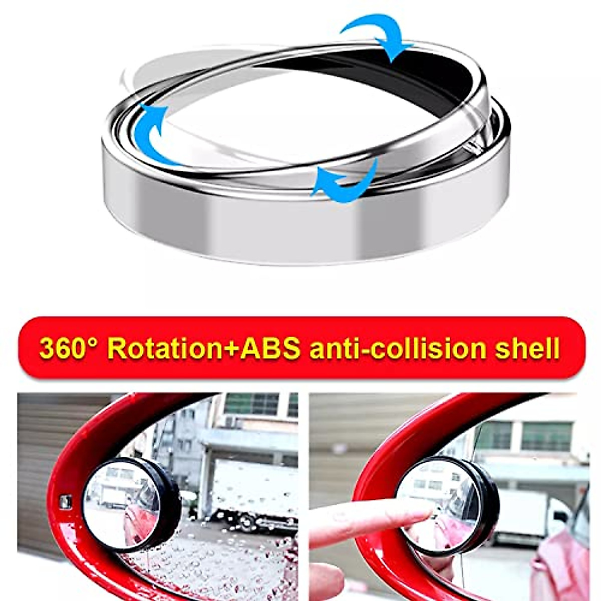 Blind Spot Mirrors for Car 2Inch Round HD Rear View Convex Mirrors 360°Rotatable HD Glass Mirrors Convex Wide Angle Blind Spot Mirrors for Trucks, Car, Van, SUV (Sliver-4pcs)