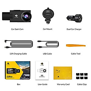 Dash Cam, Z3Pro Dash Cam Front and Inside, 2K+1080P Front and Inside Dual Dash Cam, Car Camera, IR Night Vision, Parking Mode, G-Sensor, Support 256GB