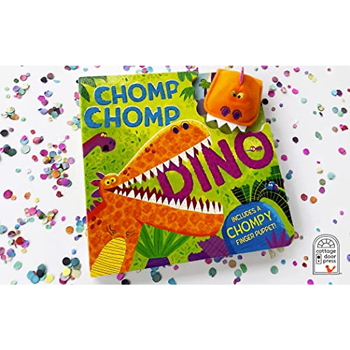 Chomp Chomp Dino Finger Puppet Board Book Ages 2-5; Includes Detachable Plush Finger Puppet For Playtime