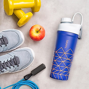 bzyoo 26oz Double-Walled Stainless Steel Insulated Tumbler with Straw Leak Proof Ideal for Smoothies, Ice Tea or Coffee Includes Mixer Ball BPA Free - Spidy Blue