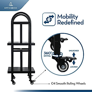 Rolling Library Book Cart – 34 Inches Tall, 100LBS Capacity Double Sided for Easy Organization - Sturdy, and Versatile Office Book Cart with 4 Lockable Wheels