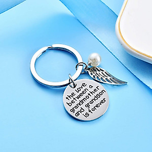 malyunin Grandmother Keychain Grandmom Gifts from Grandson The Love Between Grandmother And Grandson is Forever Keychain Grandmother Grandson Gifts for Valentines Christmas Birthday