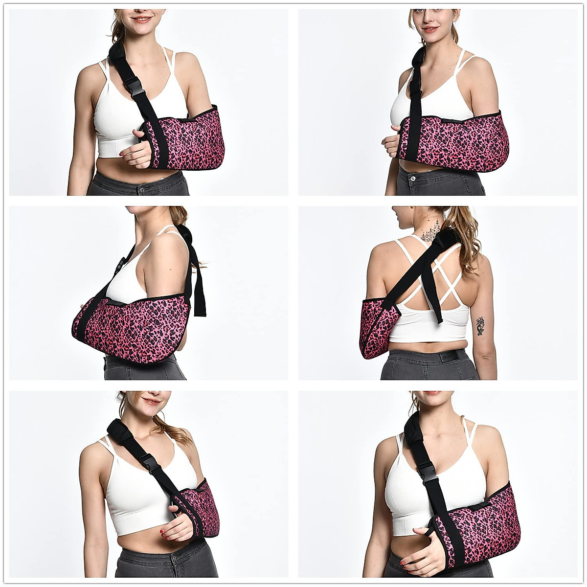 Ledhlth Soft Foam Arm Sling Red Leopard for Shoulder Men Women Arm Support Brace for Broken Collarbone Shoulder Immobilizer for Shoulder Injury