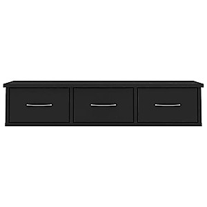 vidaXL Wall Cabinet, Floating Cabinet with 3 Drawers, Display Shelf, Wall Mounted Stand for Book DVD Photo Frame Trophy Display, Modern, Black