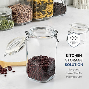 Bormioli Rocco - Food Storage Container - Glass Fido Jars - Hermetic Sealed Hinged Airtight Lid for Fermenting, With Paksh Chalkboard Labels 50 3/4 Ounce (1.5 Liter)