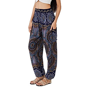Joob Joob Boho Pants for Women - Hippie Harem Pants Women - Womens Yoga Pants – Comfy Bohemian Flowy Hippie Clothes - Midnight Medium