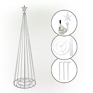 Alpine Corporation Large Tower Christmas Tree with Multi-Functional LED Lights