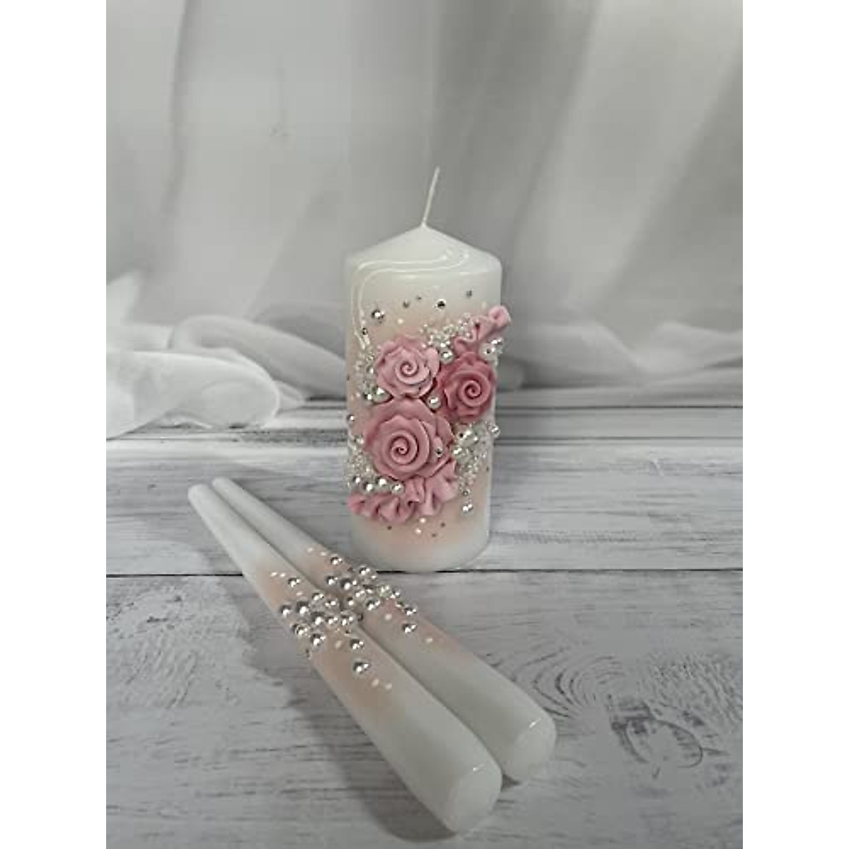 Magik Life Unity Candle Set for Wedding - Wedding Accessories for Reception and Ceremony - Candle Sets - 6 Inch Pillar and 2 10 Inch Tapers - Decorative Pillars Pudra
