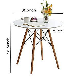 ATSNOW 31.5 in Mid Century Modern White Round Dining Table, Small Circle Table for Living Room Bedroom Kitchen