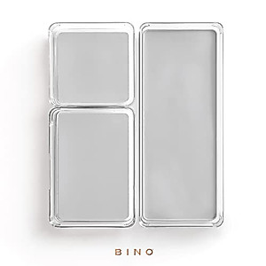 BINO | 3-Piece Drawer Organizer Bin Set - Grey, Large | THE MODULAR+ | Multi-Purpose Storage | Soft-Grip Lining and Non-Slip Rubber Feet | Durable | BPA-Free | Desk Drawer Organizer | Vanity Organizer