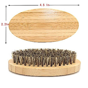 Beard Kit Brush Comb Scissors with Storage Bag Natural Boar Bristle Brush and Dual Action Pear Wood Comb Stocking Stuffers Gift set