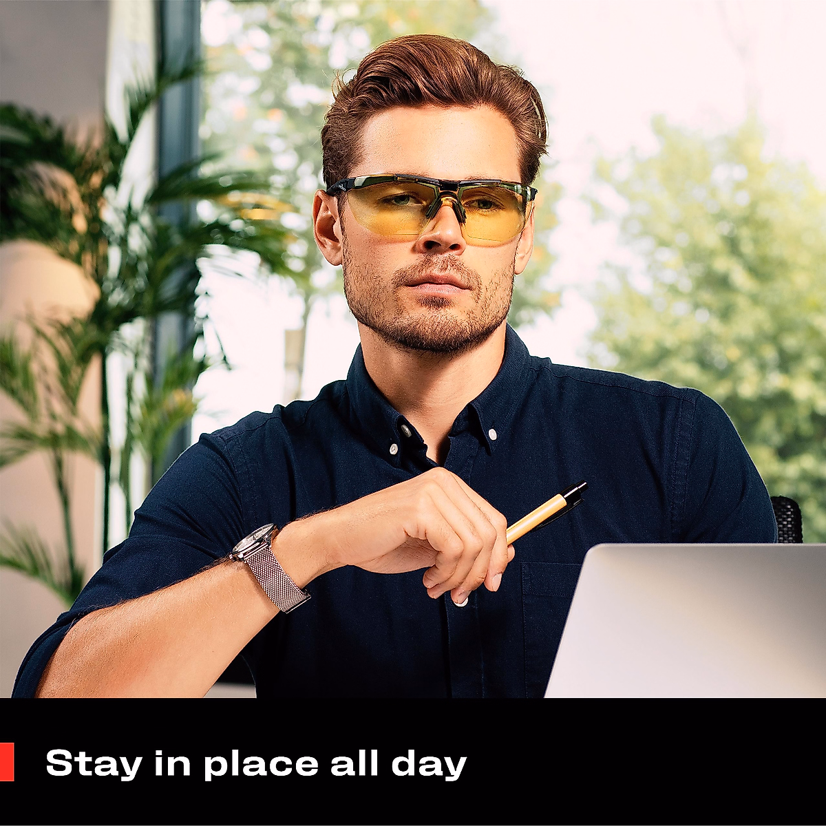 NoCry Yellow Safety Glasses for Men - ANSI Z87 Safety Glasses with Scratch Resistant Coating - 100% UV Resistant Blue Light Safety Glasses Anti Fog and Highly Adjustable Shooting Eye Protection