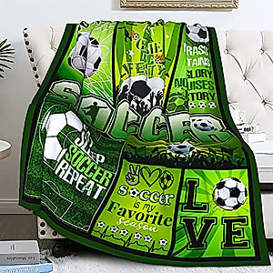 Soccer Blanket Gifts for Boys Men & Kids Teens Adults - Ultra Soft Warm Flannel Throw Blankets - 50"x40"