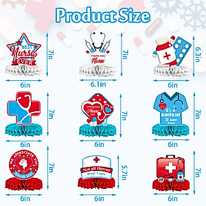 Estivaux 9 PCS Nurse Honeycomb Centerpieces Nurses Appreciation Week Honeycomb Table Centerpiece Nurse Day Table Toppers for Nurses Graduation Party Decorations 2024 Grad Party Favor Supplies