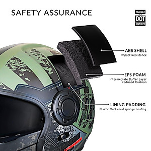 TRIANGLE Full Face Motorcycle Helmets,Off-Road Motocross Helmet for Men & Women,Dual Visor with Internal Tinted Sunshield,Open Face 3/4 Adult Racing Helmet DOT Approved(XXL)