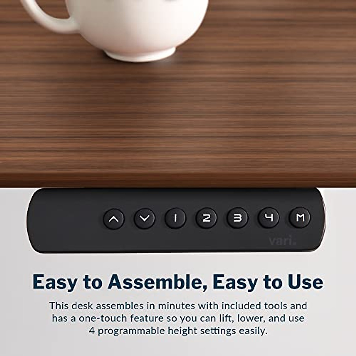 Vari- Standing Desk Adjustable Height (60" x30')- Electric Sit-Stand Computer Desk for Work or Home Office- Dual Motor with Memory Presets- Adjustable Desk from Varidesk- Darkwood