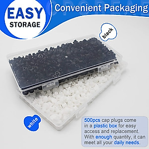 BOPOREAE 500Pcs 3/16 Inch Plastic Hole Plugs,5 mm Black Screw Cap Round Button Plugs, Cabinet Closet Cupboard Shelves Furniture Peg Pin Nail Drilling Hole Covers