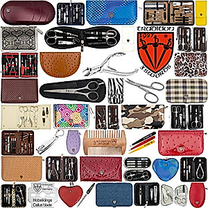 3 Swords Germany - brand quality 10 piece manicure pedicure grooming kit set for professional finger & toe nail care tweezers file clipper fashion leather case in gift box, Made by 3 Swords (02570)