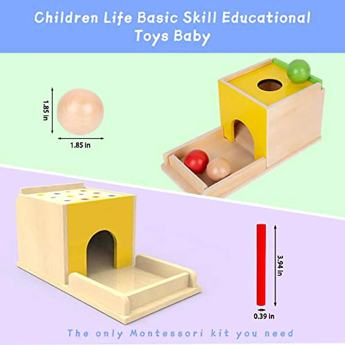 Adena Montessori 5 in 1 Object Permanence Box Toddler Play Kit Toys for 1 Year Old Babies 6-12 Months 2 Year Old