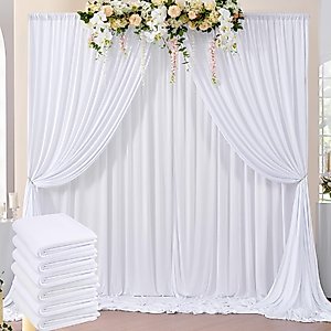 30ft x 10ft Wrinkle Free White Backdrop Curtain for Parties, Thick Fabric Photo Backdrop Drapes 6 Panels 5x10ft for Wedding Birthday Party Photography Background Baby Shower